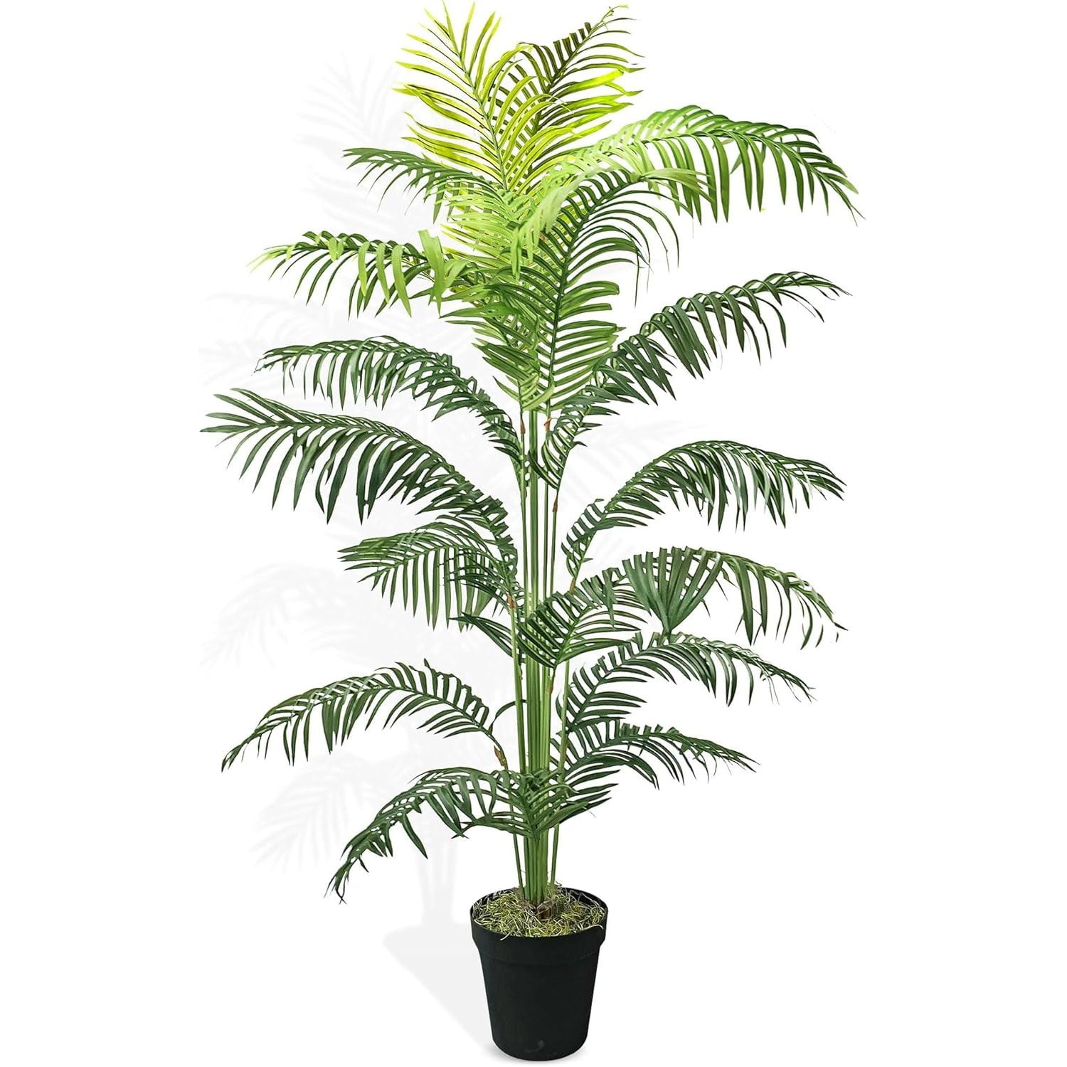 Artificial Palm Tree in Black Plastic Pot – Natural, Lifelike Foliage ...