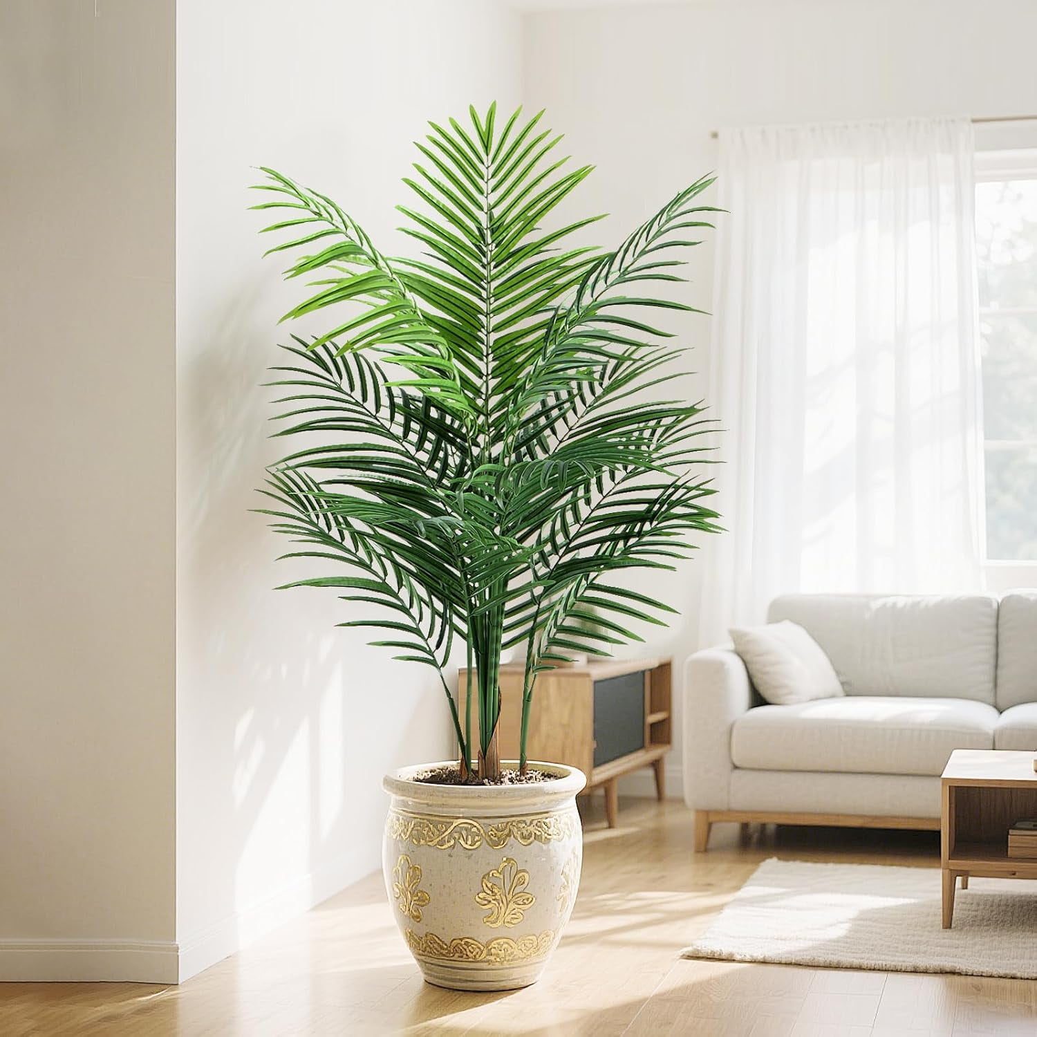 Artificial Palm Tree Indoor 4ft, Large Fake Tropical Areca Palm Tree ...