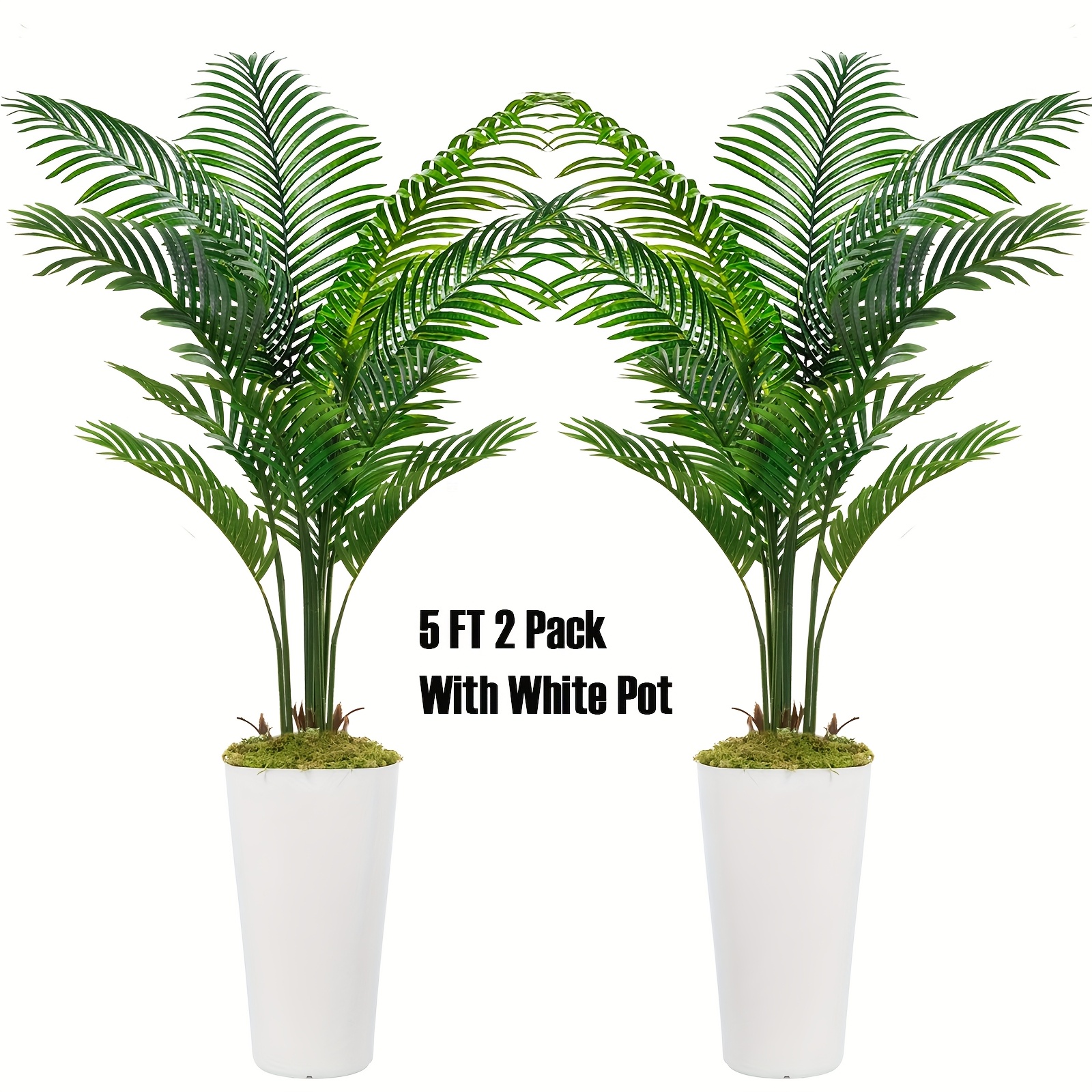 Artificial Palm Tree With White Tall Planter 5ft Tall - Faux With 12 ...