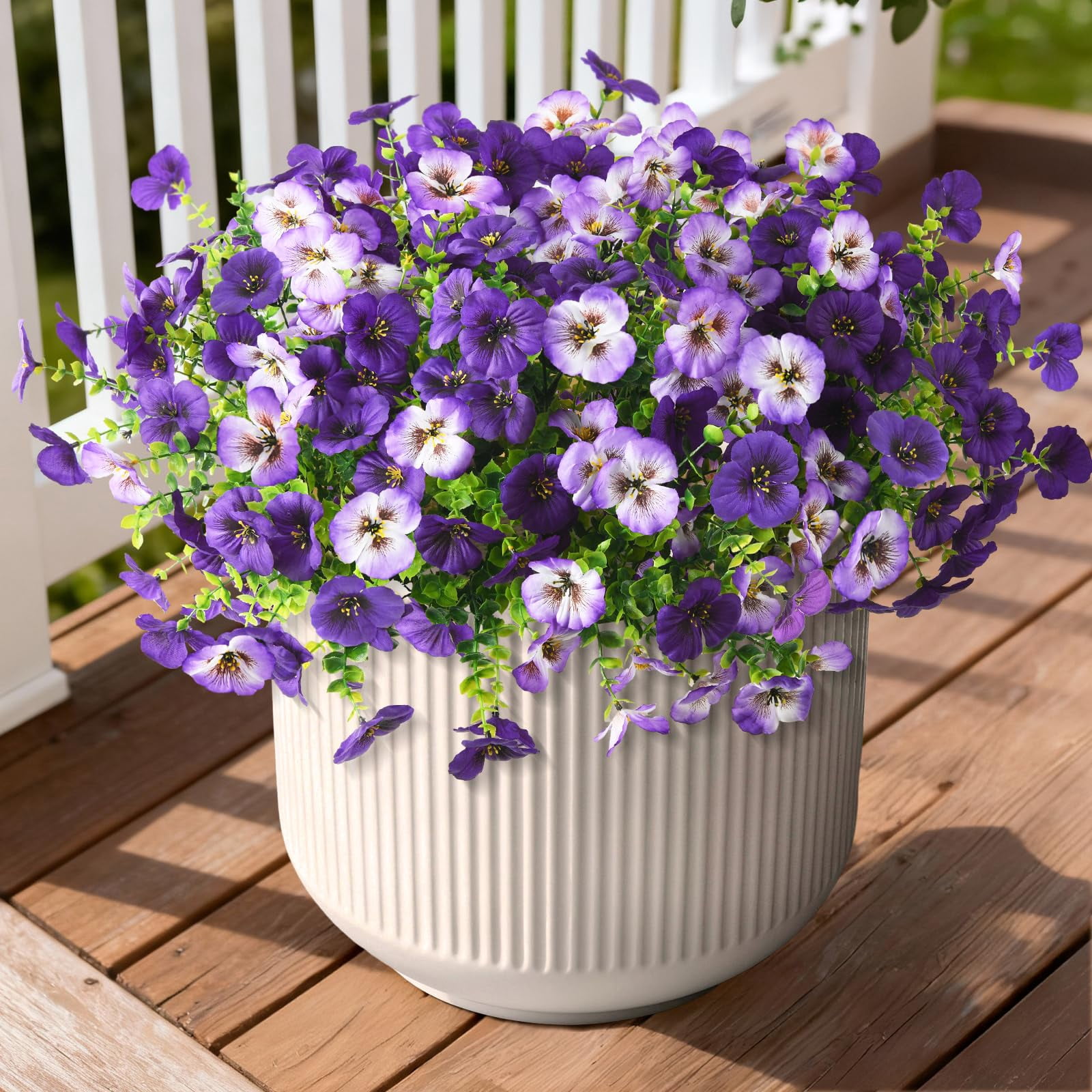 Artificial Pansy Flowers Double Purple Outdoor UV Resistant Spring ...