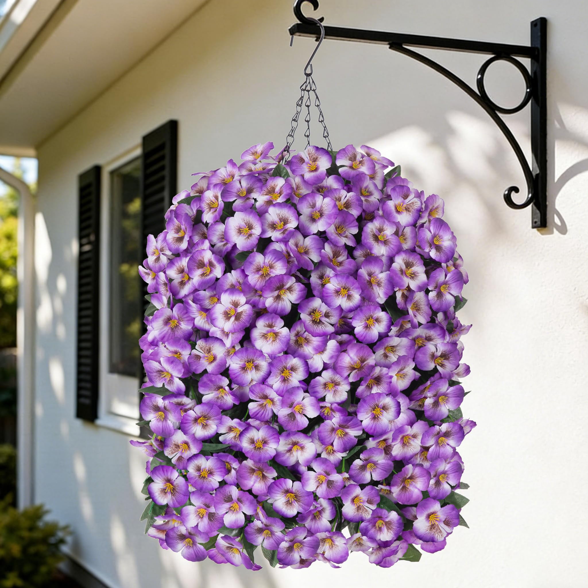 Artificial Pansy Flowers Light Purple 4Pcs with Basket for Outdoor ...