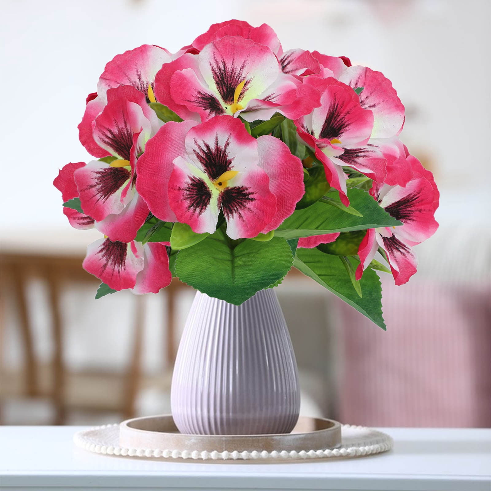 Artificial Pansy Flowers Plastic Fake Pansies Flowers Bouquet UV ...