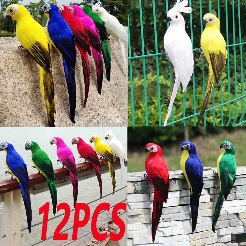 Artificial Parrot 12PC 25CM Simulation Fake Birds Model Garden Yard ...