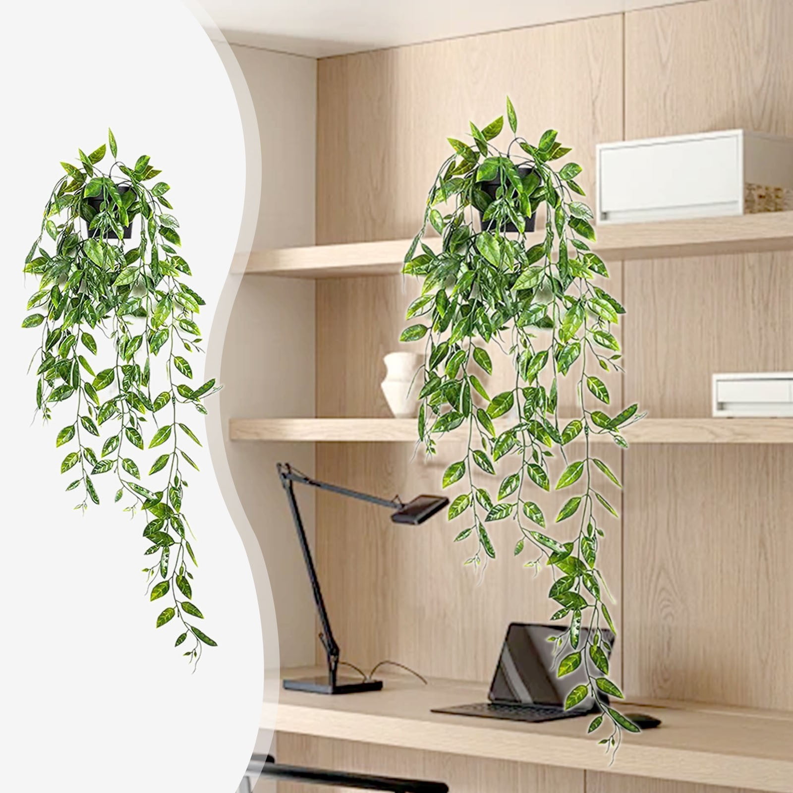 Artificial Pea Leaves Hanging Plant | Realistic 65cm Long Plastic ...