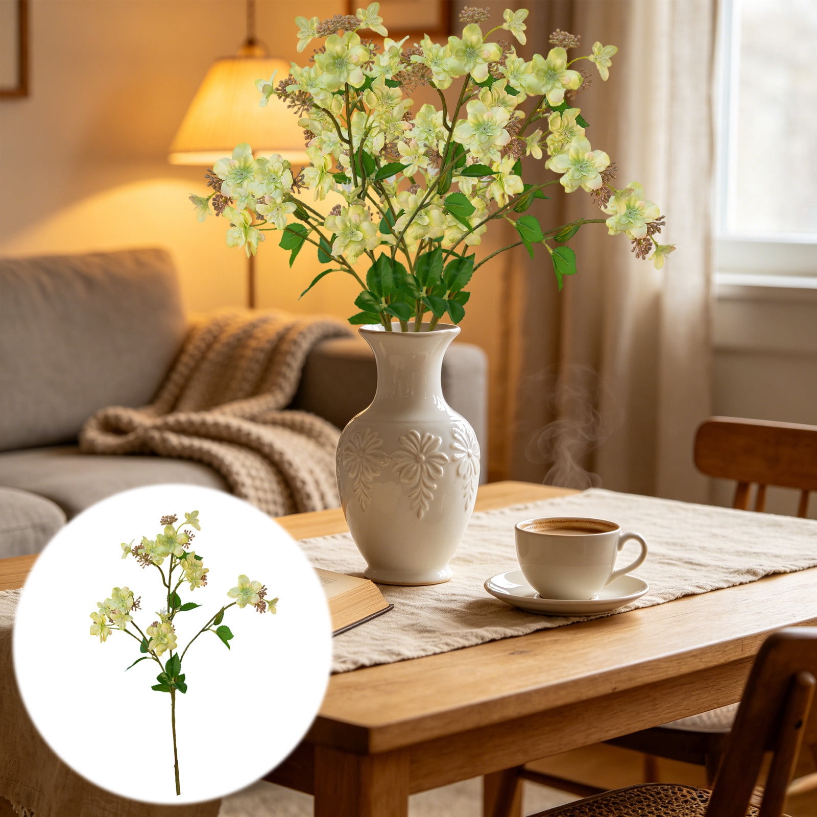 Artificial Pear Blossom Floral Stems Flexible Branches Faux Fabric ...