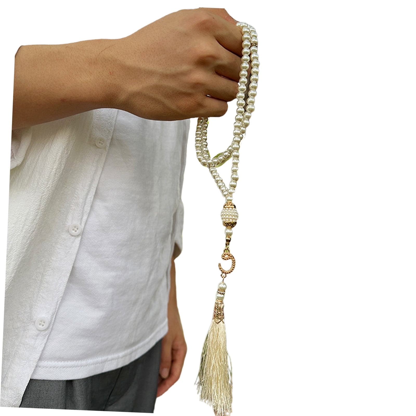 Artificial Pearls Islams Prayer Beads Tasbih Beads With Elegant Tassels ...