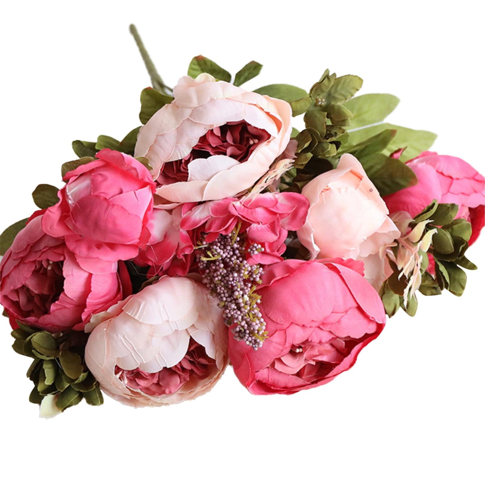 Artificial Peonies Fake Flowers 13 Heads Realistic Silk Peonies Flowers ...