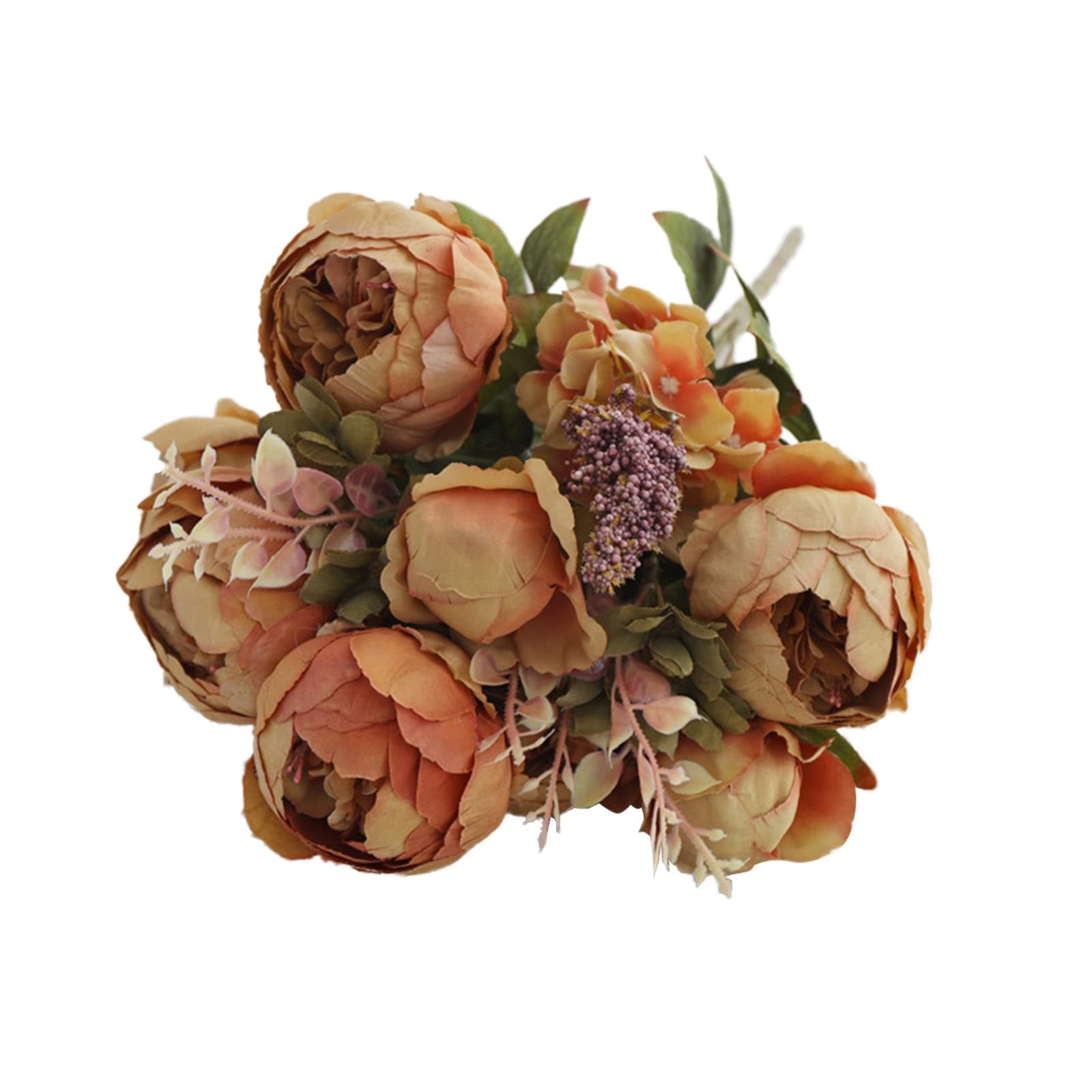 Artificial Peonies Fake Flowers 13 Heads Realistic Silk Peonies Flowers ...