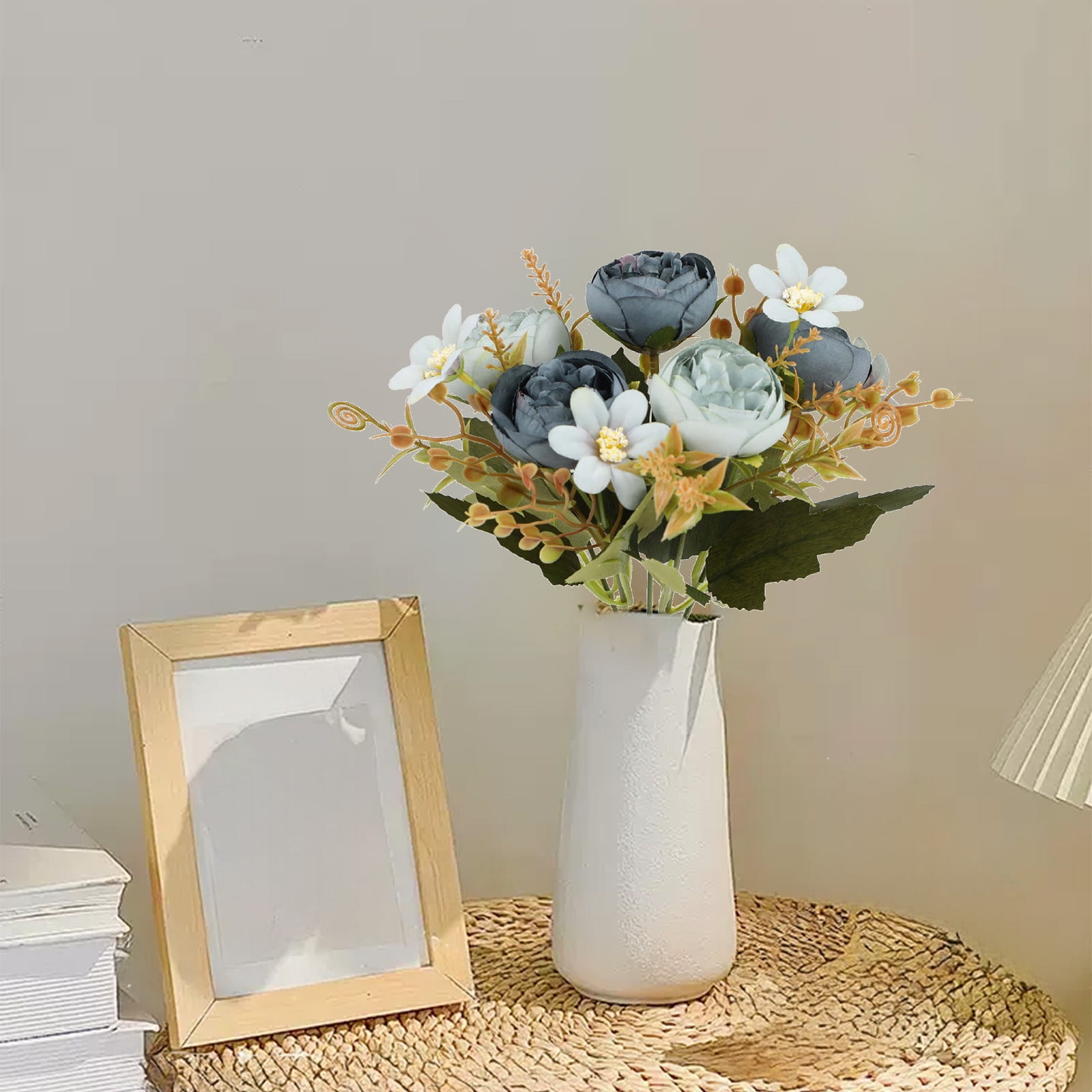 Artificial Peonies Silk Flowers,Faux Peony Bouquet 5 Bundles Florals ...