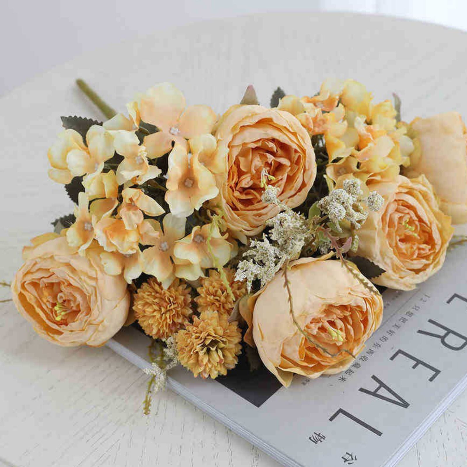 Artificial Peonies Silk Flowers, Faux Peony Bouquet Florals ...