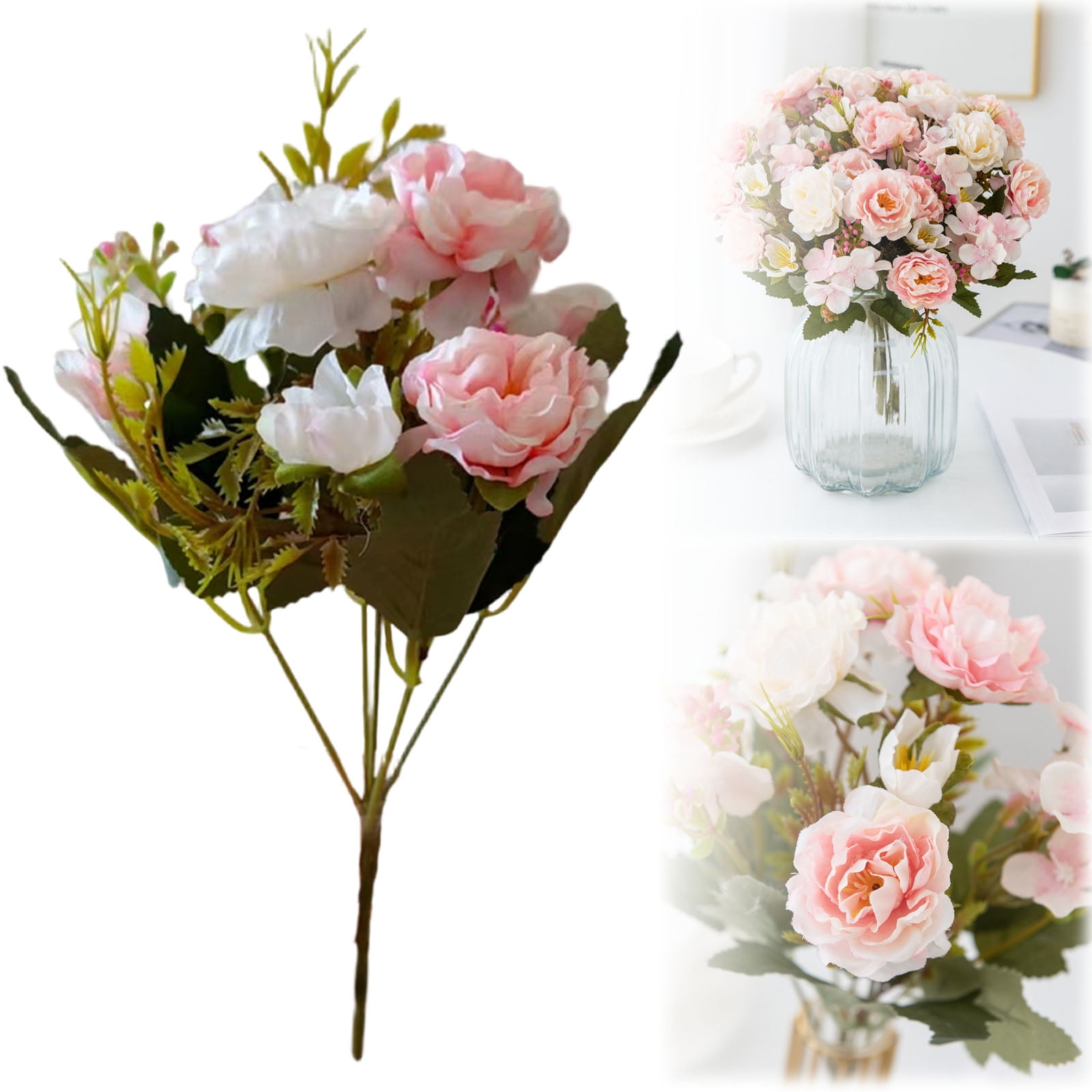 Artificial Peony Bouquet (Silk Fabric) Soft Color Flower Decor for Home ...