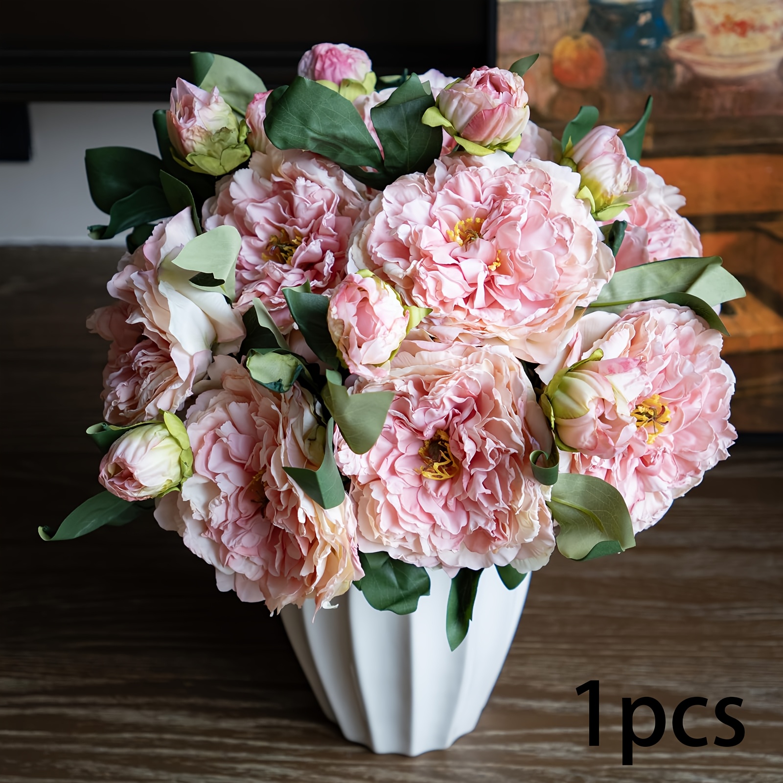 Artificial Peony Bouquet - Vintage Burnt Edge Peonies, Realistic Long ...