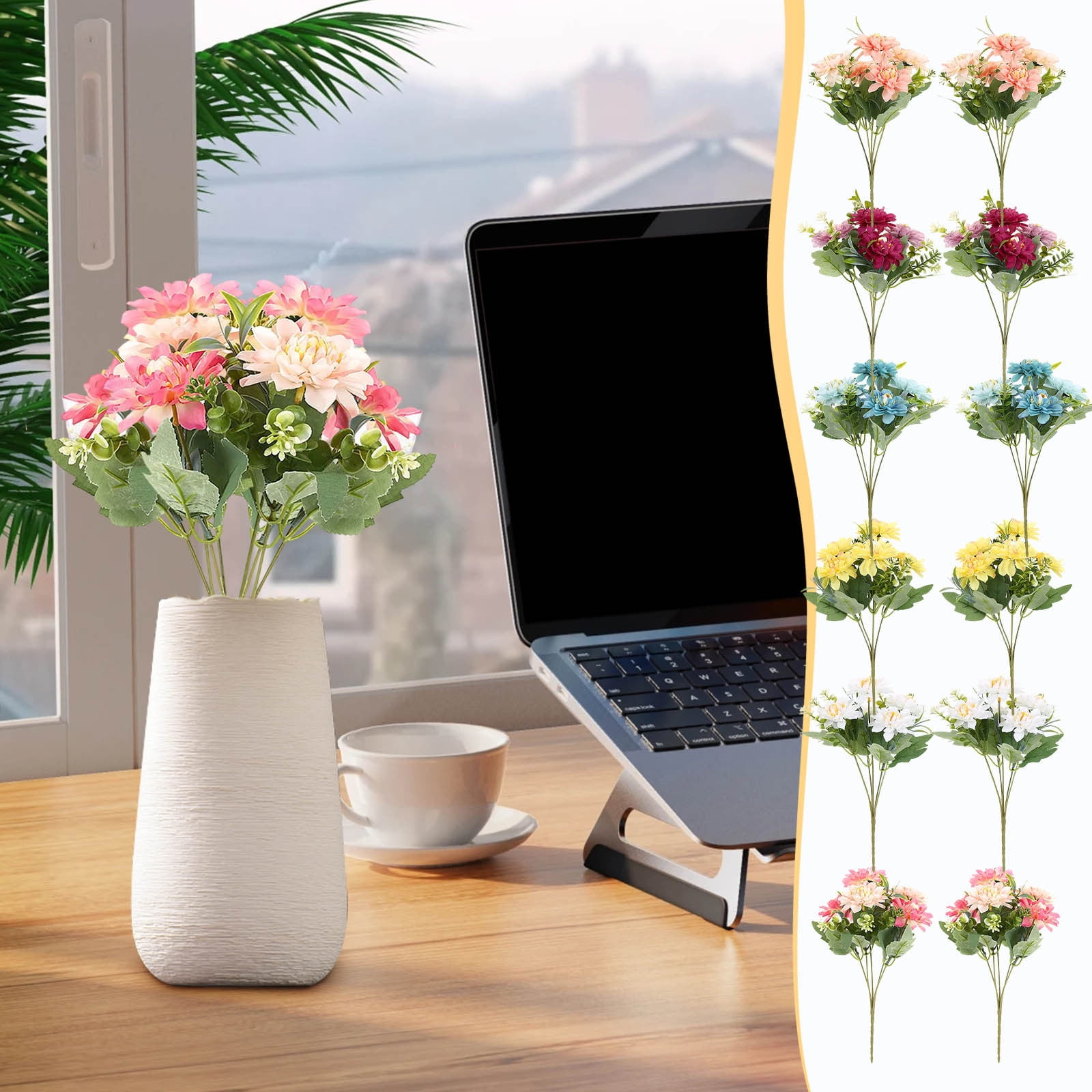 Artificial Peony Flower Arrangement | Lifelike Silk Fake Flowers for ...