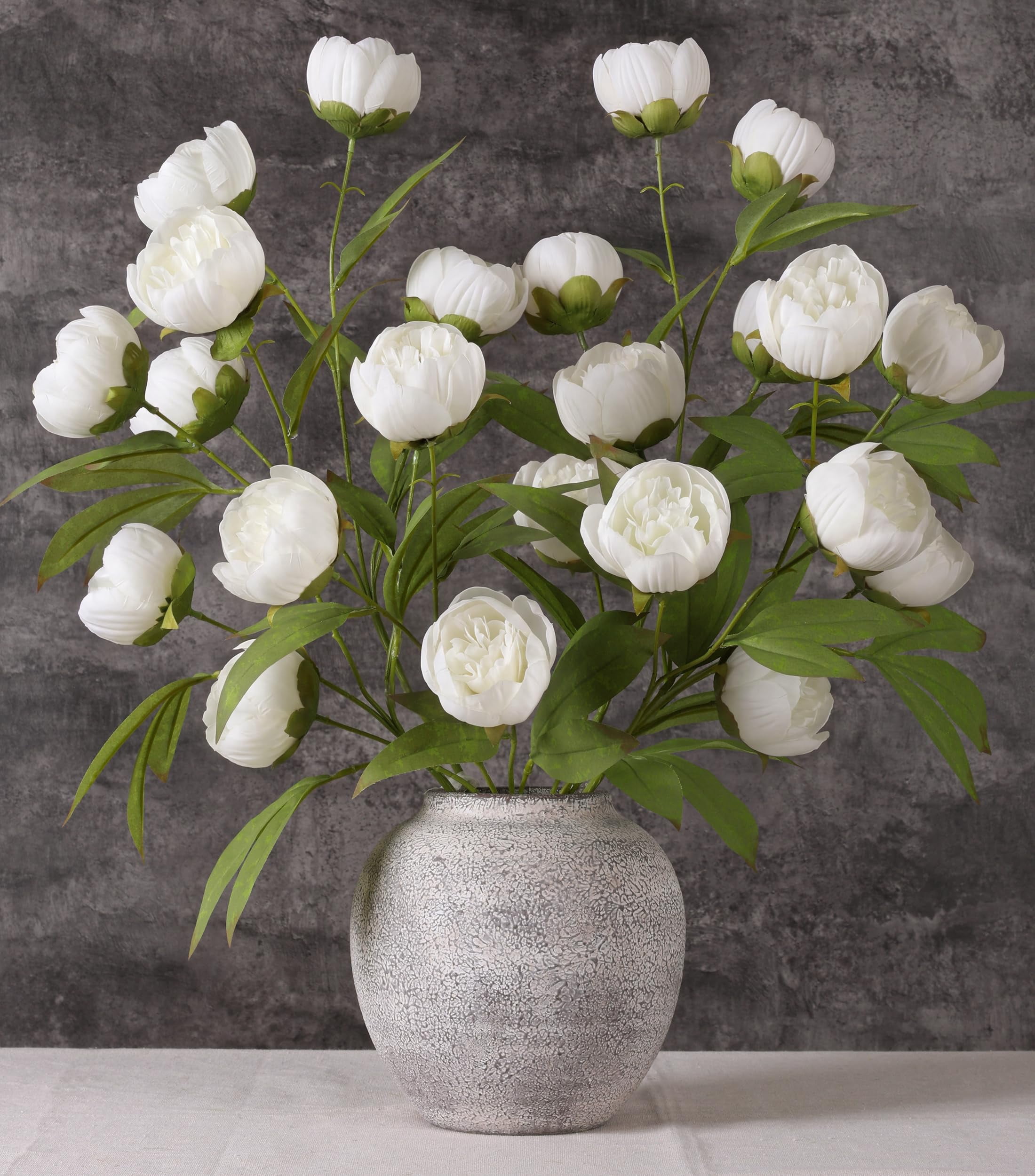 Artificial Peony Flower Branches White 27-inch 6-pack DIY Decor ...