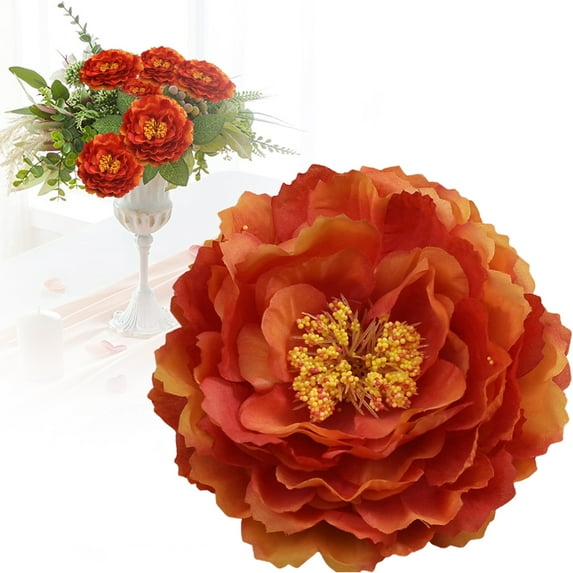 Artificial Peony Flower Head – 13cm Champagne Silk Fake Bloom for DIY ...