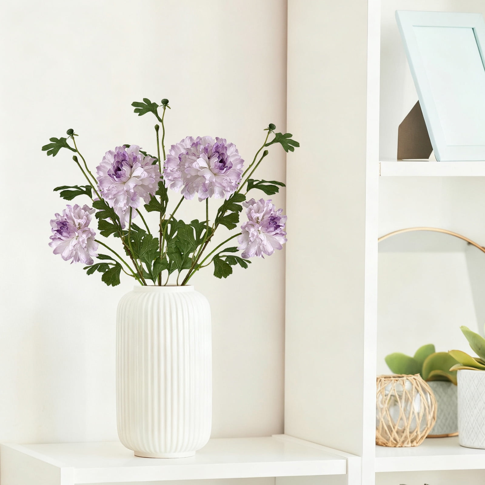 Artificial Peony Flower Spray - Realistic Plastic Branches with Leaves ...