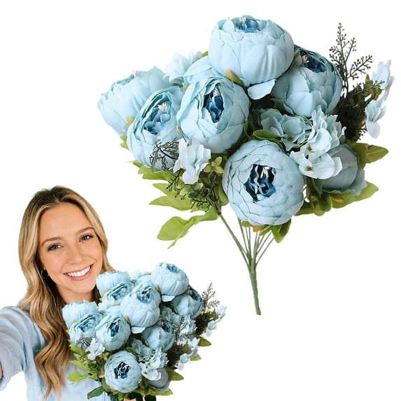 Artificial Peony Flower Stem 13 Head European Style Faux Floral ...