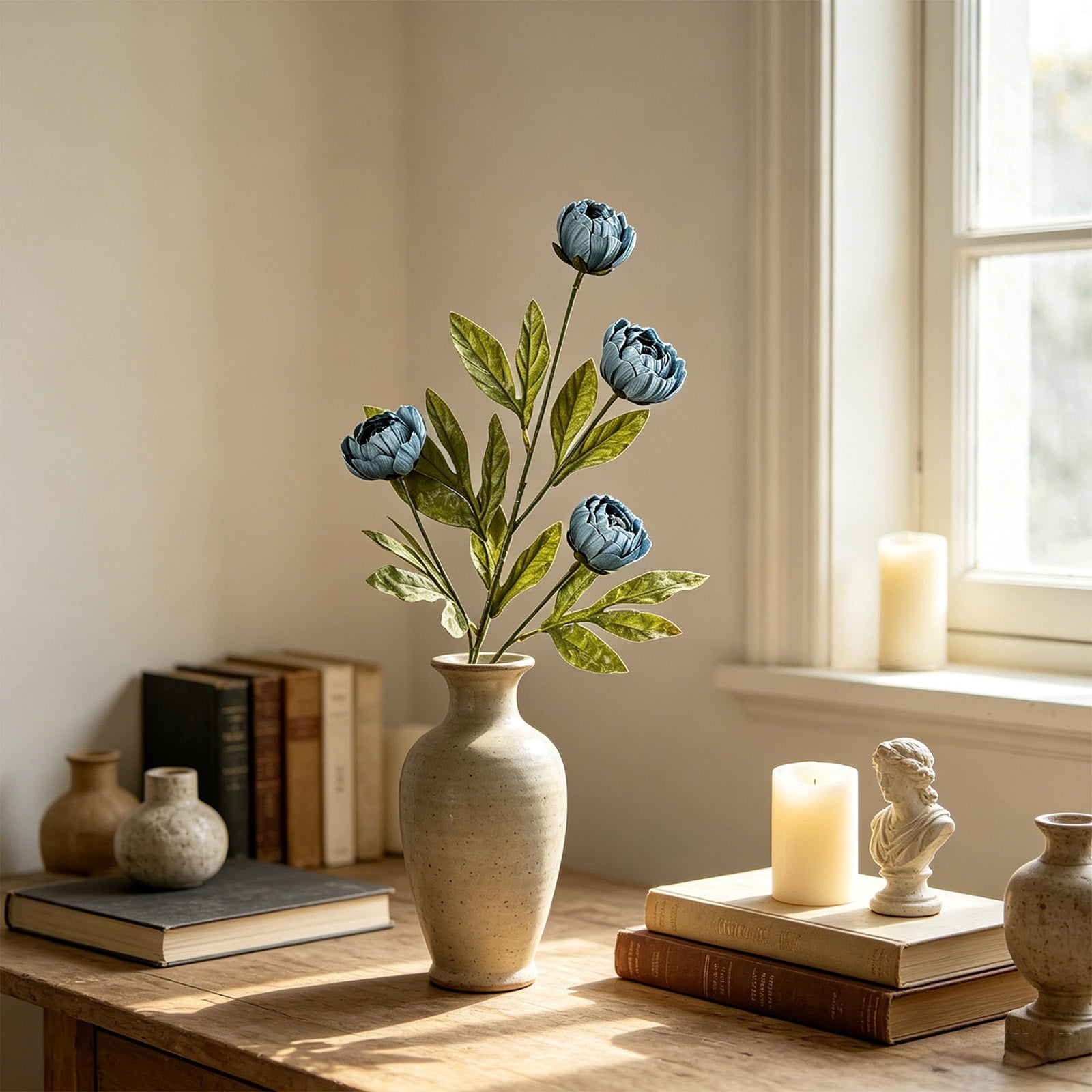 Artificial Peony Flower Stem, Faux Peony Bud Arrangement, Vase ...