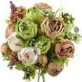 Artificial Peony Hydrangea Bouquets Country Rustic (Beige, Green ...