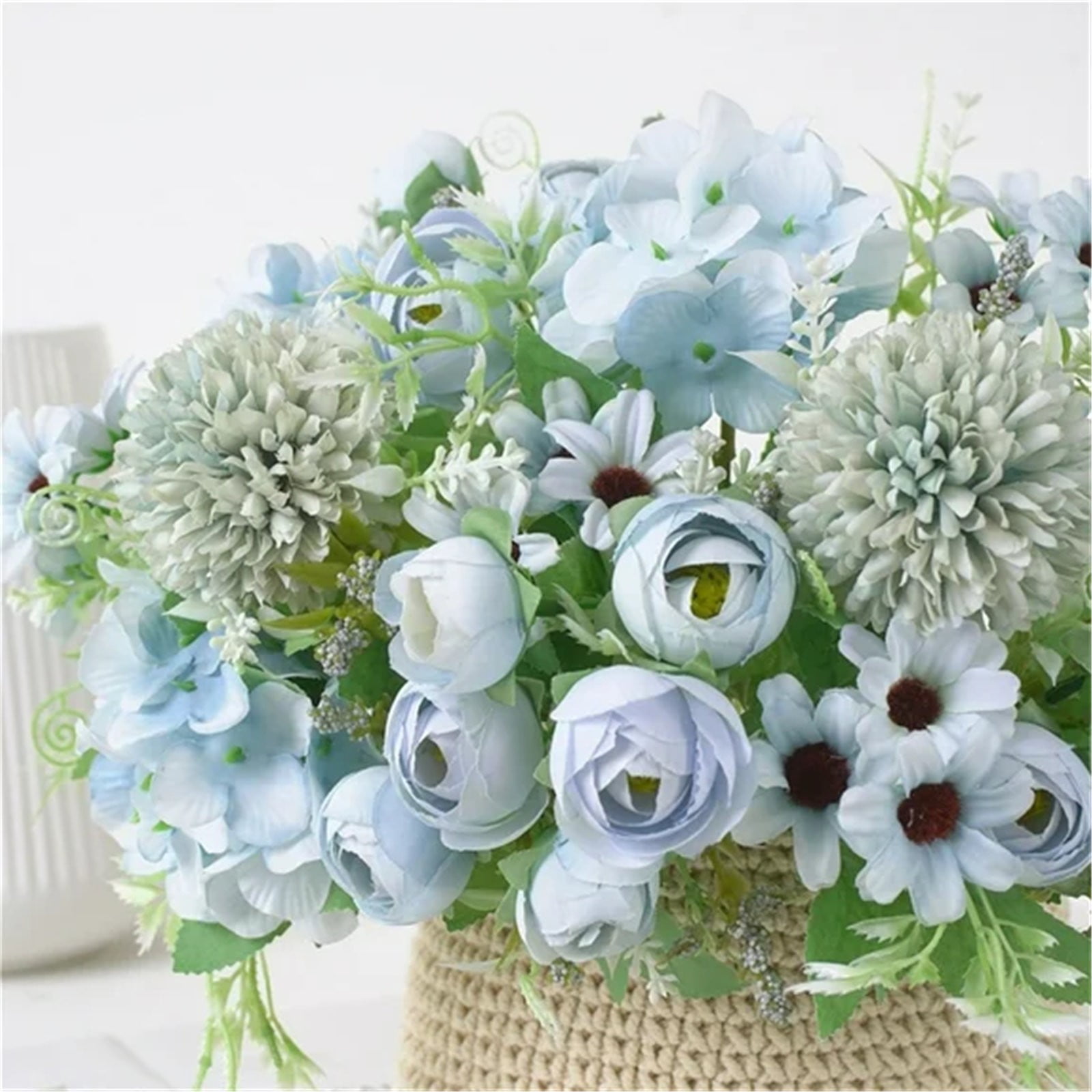 Artificial Peony Rose Bouquet, Multi-Color Blue Peony Flowers for ...