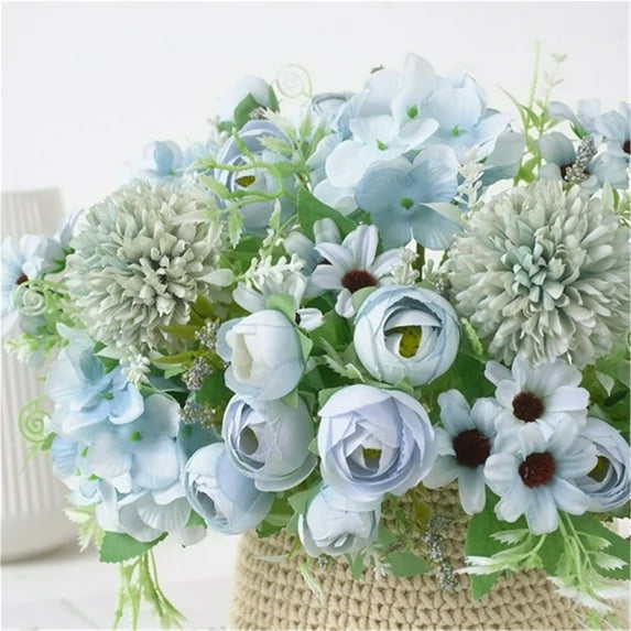 Artificial Peony Rose Bouquet, Multi-Color Blue Peony Flowers for ...