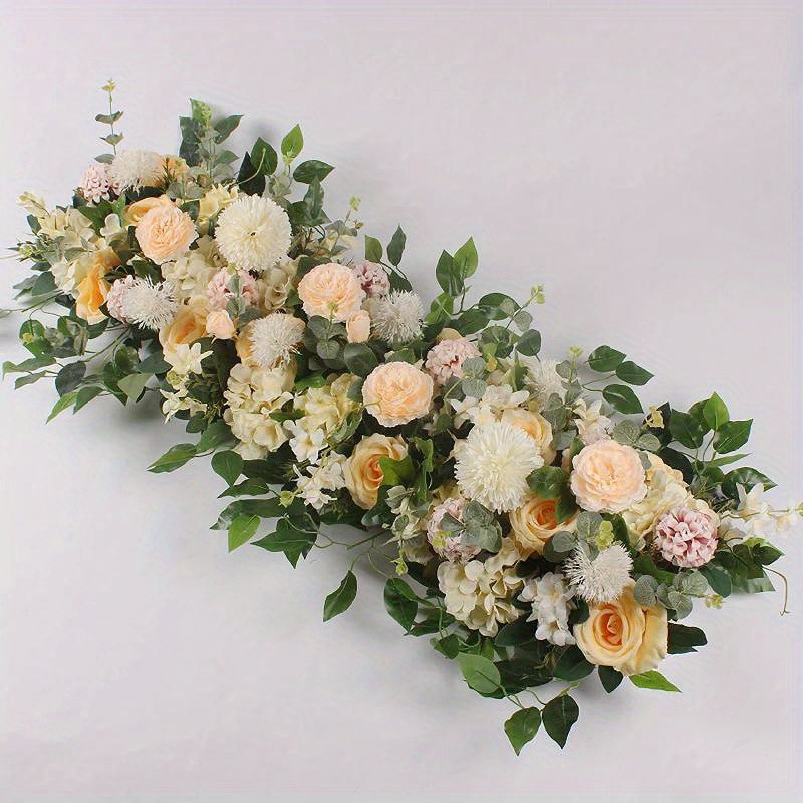 Artificial Peony & Rose Flower Garland Decor, Silk Floral Arrangement ...