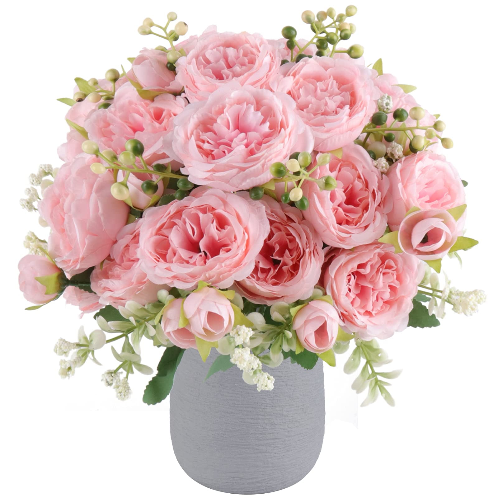 Artificial Peony Silk Flowers 4PCS Light Pink Floral Arrangement for ...