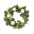 Artificial Peony Wreath, Plastic Flower Wall Hanging for Spring Home ...