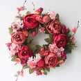 Artificial Peony Wreaths for Front Door 15inch Burgundy Peony Flower ...