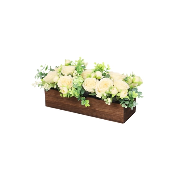 Artificial Peony and Eucalyptus Arrangement in Wooden Rectangular Box ...