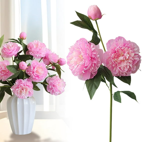 Artificial Peony and White Flowers Arrangement, Real-Look Home and ...