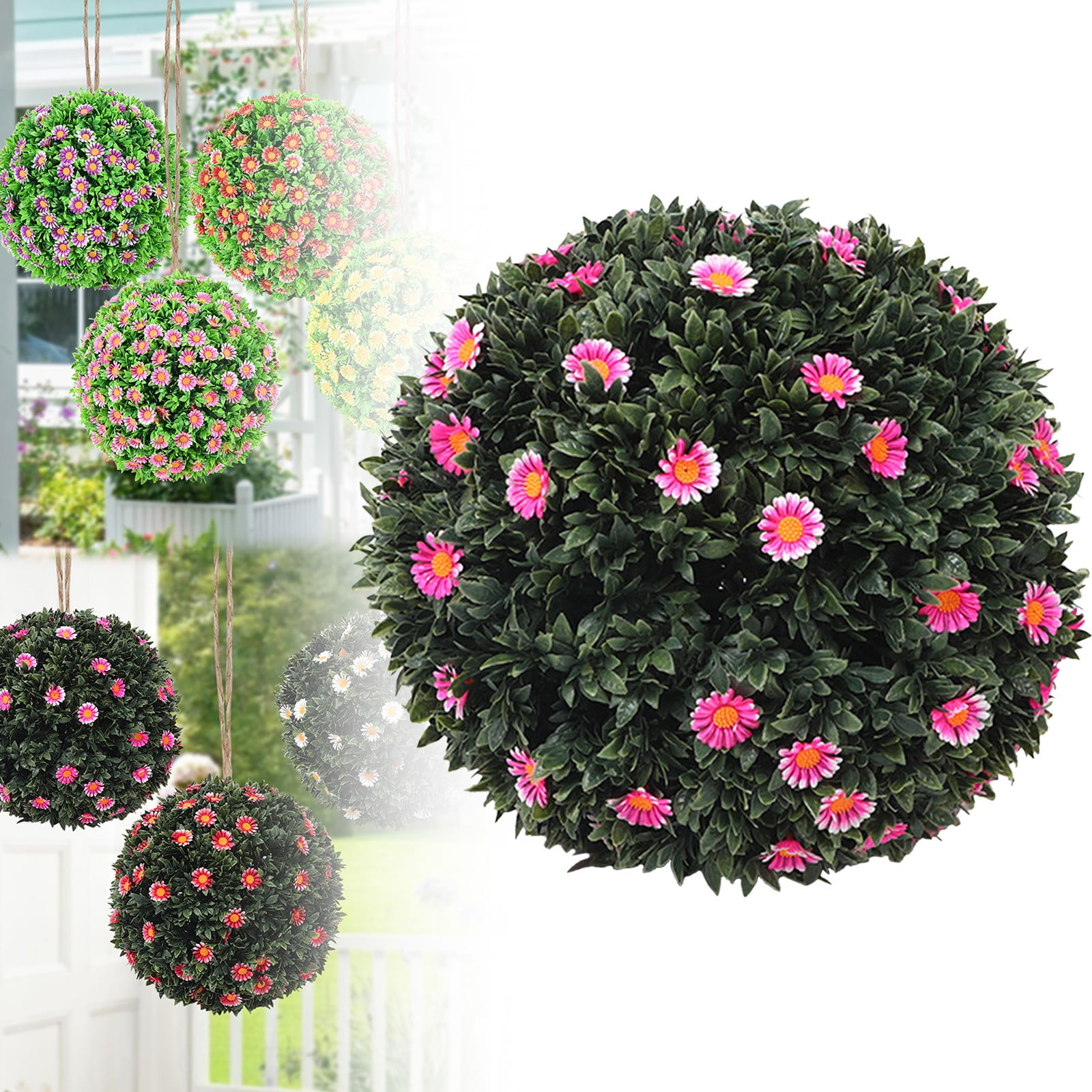 Artificial Pepper Leaf and Colorful Grass Ball - Pink, All Weather ...