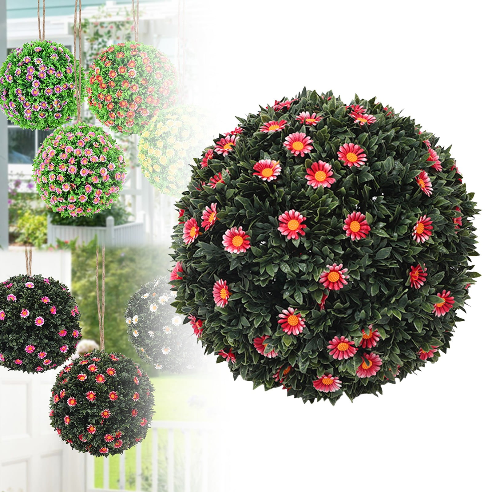 Artificial Pepper Leaf and Colorful Grass Ball - Red, All Weather ...