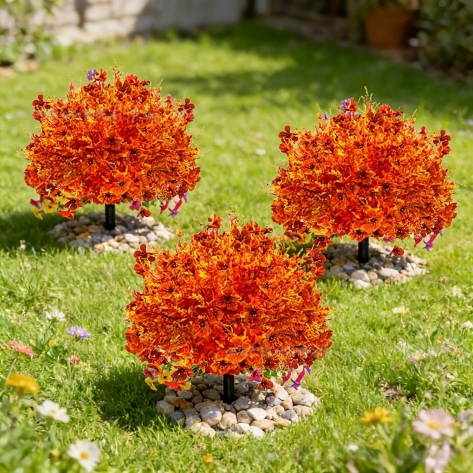 Artificial Persian Flower Faux Floral Pick with Ground Stake Outdoor ...