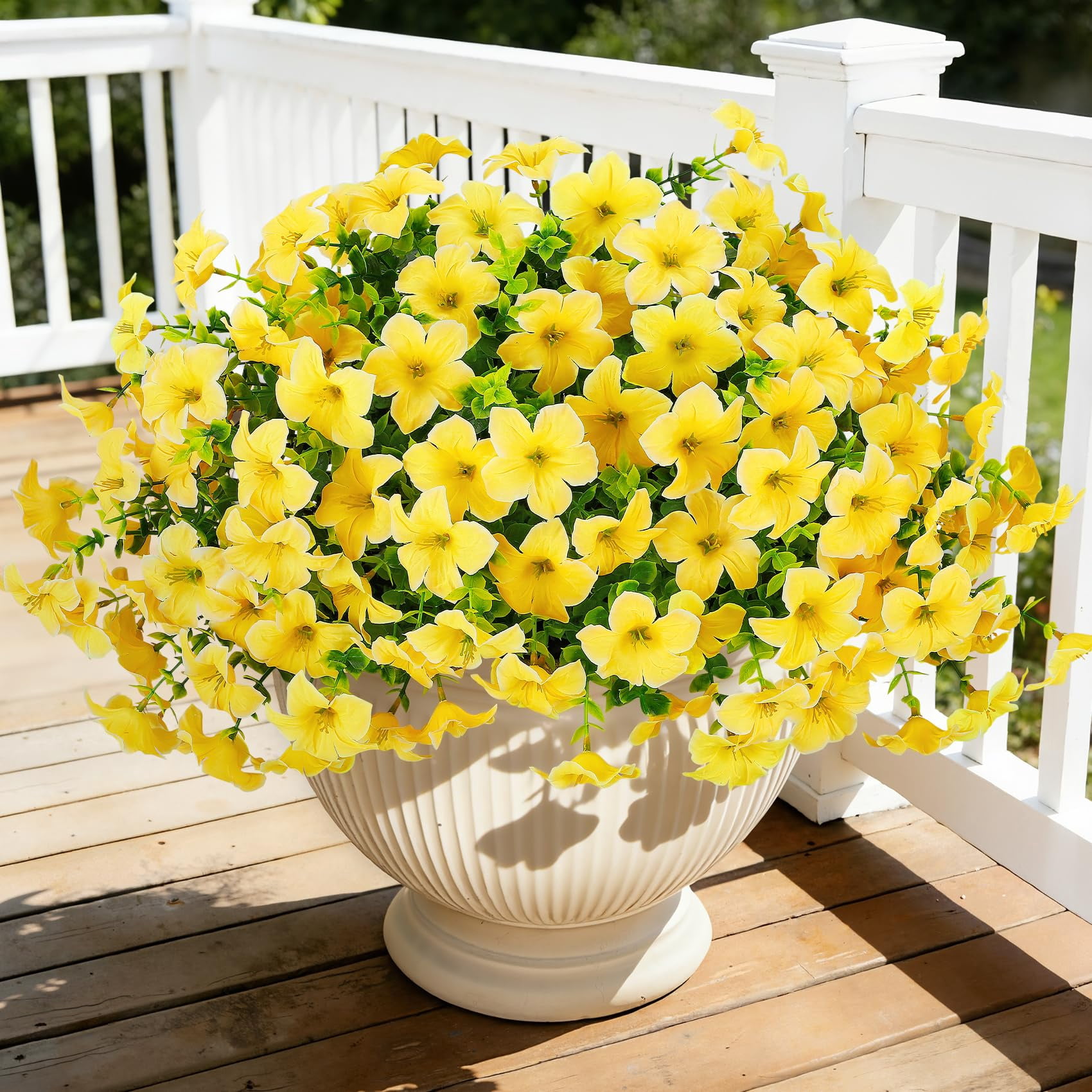 Artificial Petunias Yellow 20-Pack UV Resistant Faux Silk Outdoor Home ...