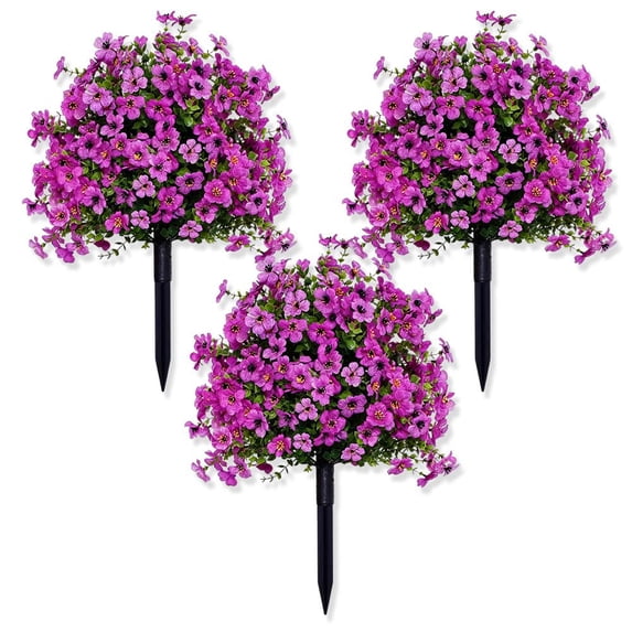 Artificial Petunias with Ground Stake - UV Resistant & Waterproof Faux ...