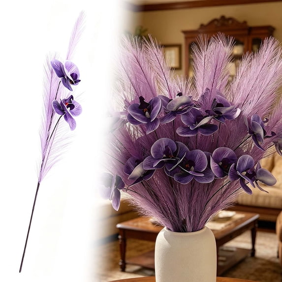 Artificial Phalaenopsis Flowers with Reed, 1 Pc Real Touch Latex Faux ...
