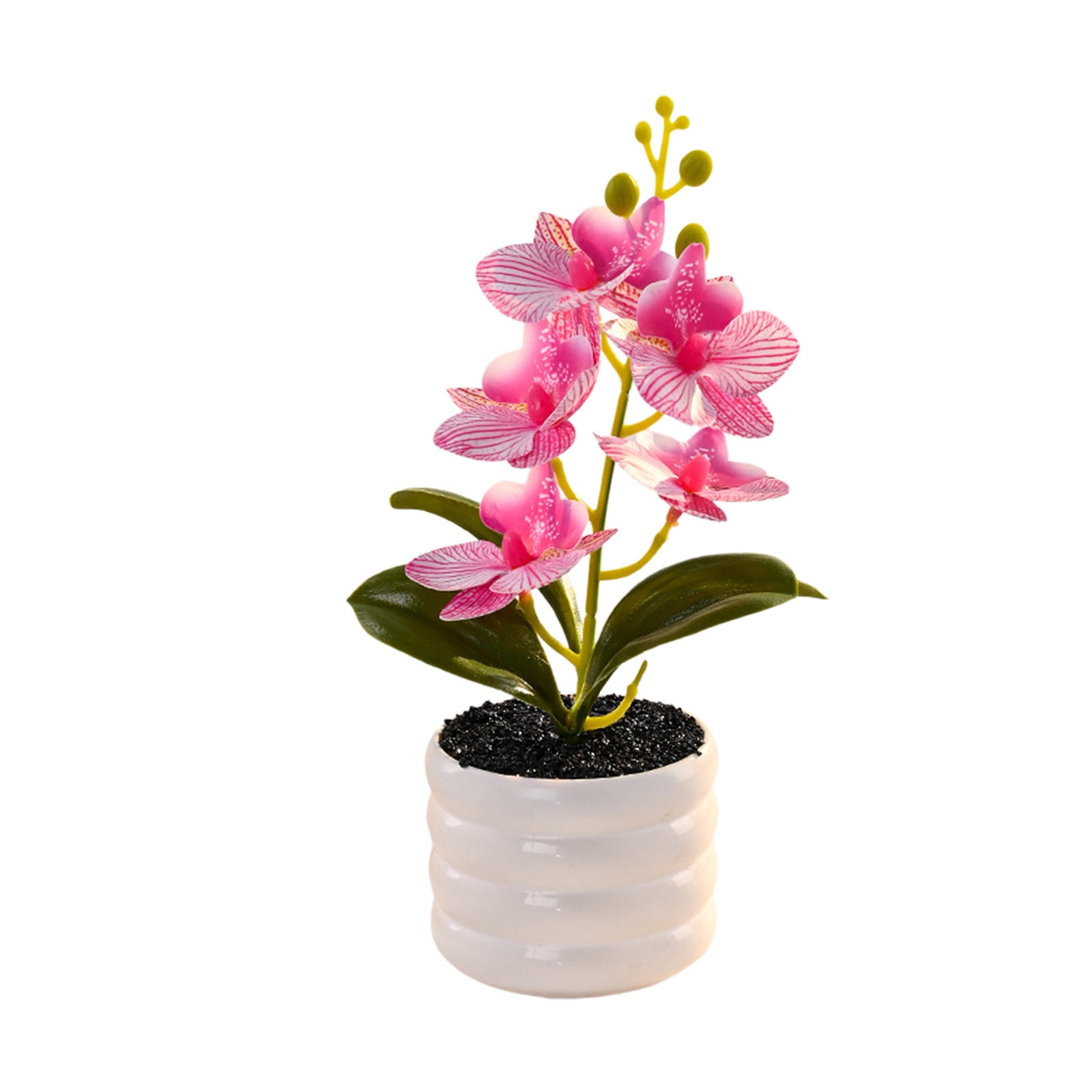 Artificial Phalaenopsis Orchid Bonsai Faux Floral Decor Potted Silk ...