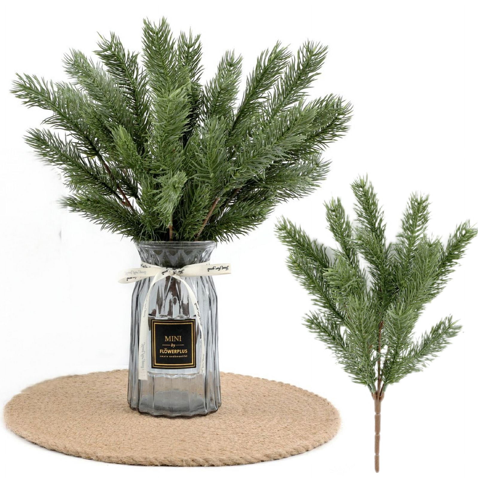 Artificial Pine Branches,2 Pcs 14.6inch Christmas Faux Cedar Stems ...