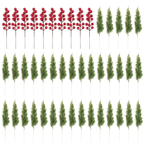 Artificial Pine Branches and Berry Stems Set for Holiday Decoration ...