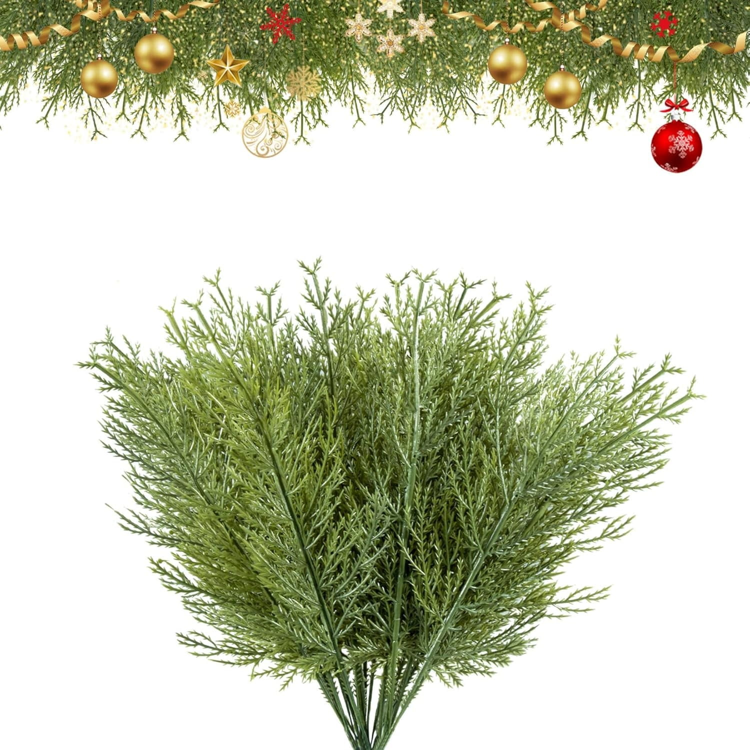 Artificial Pine Branches - Faux Evergreen Leaves Christmas Greenery ...