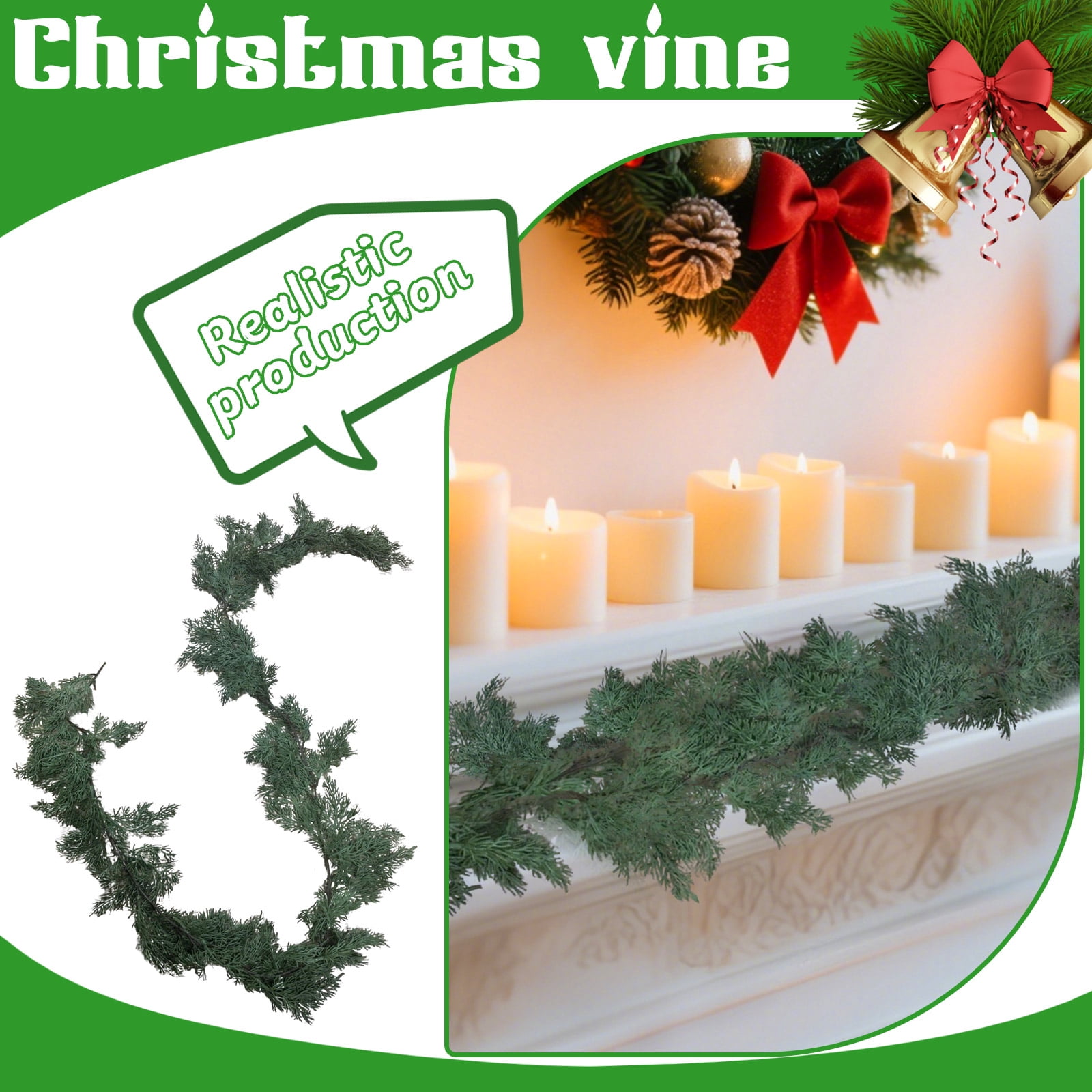 Artificial Pine Garland Realistic Lifelike Greenery for Holiday Party ...