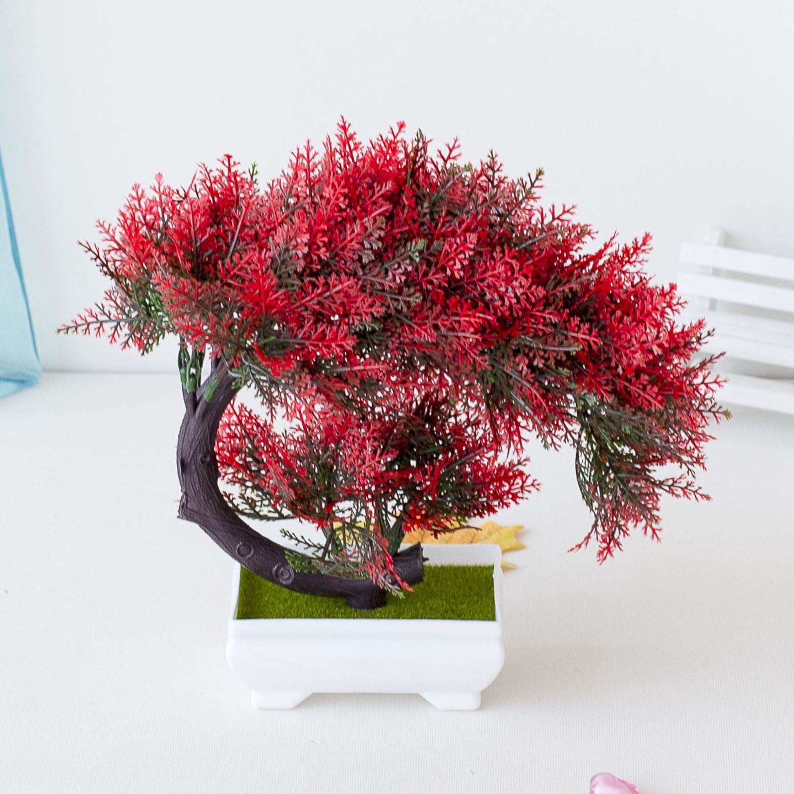 Artificial Pine Plants Bonsai Small Tree Pot Fake Plants Flowers Potted ...
