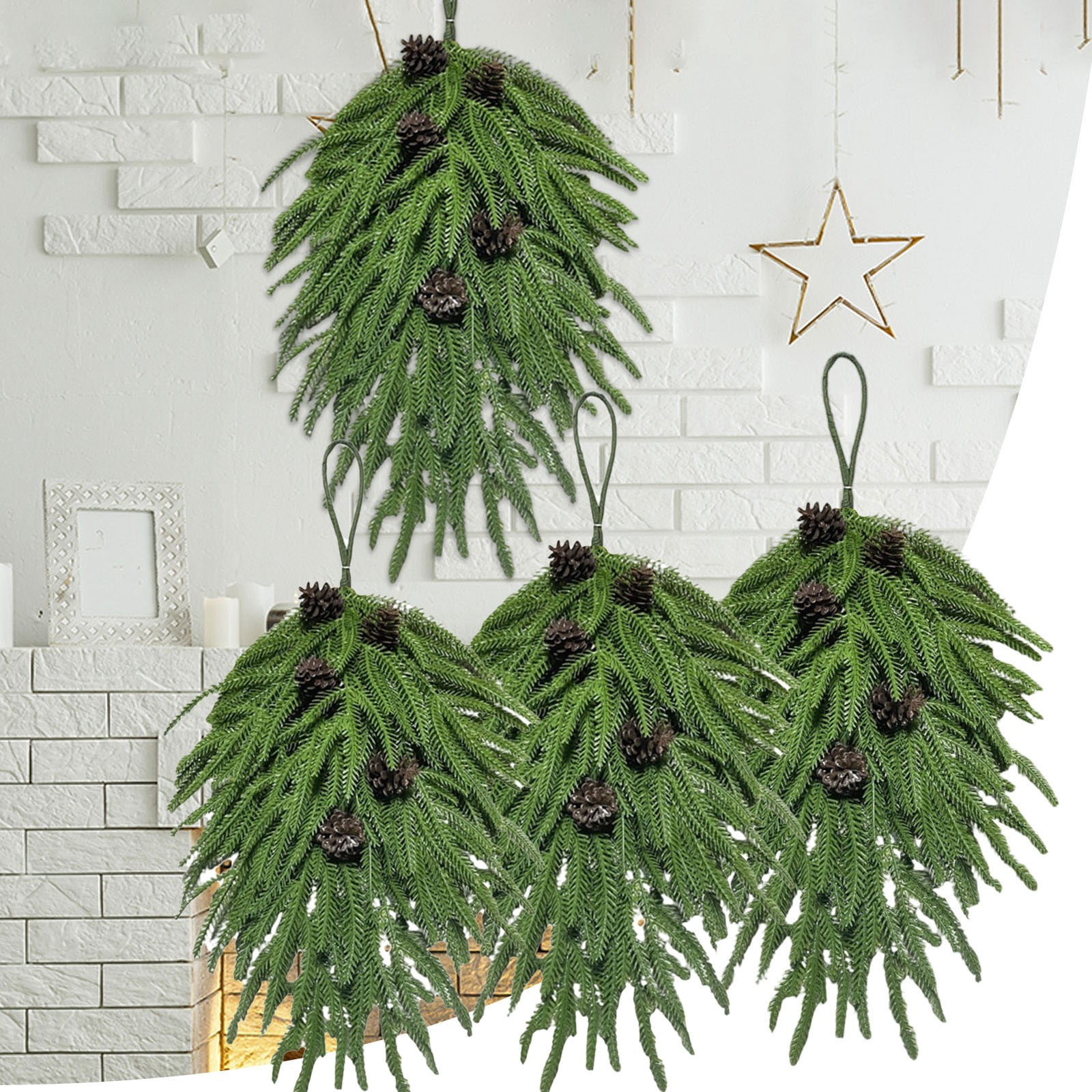 Artificial Pine Swag with Pinecones, Realistic Greenery for Holiday ...