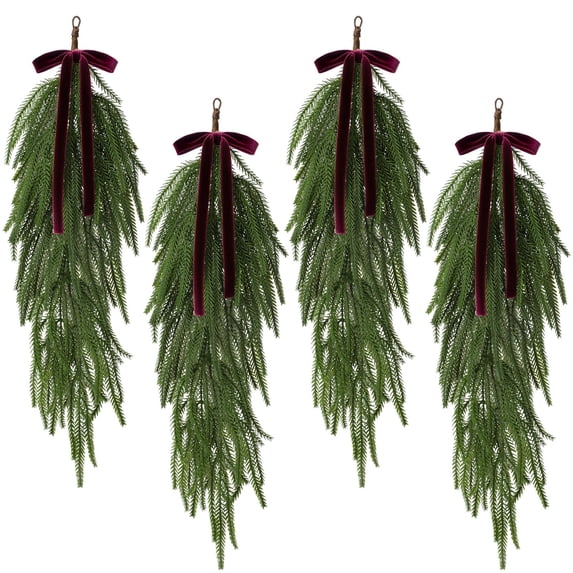 Artificial Pine Swag with Velvet Ribbon Hanging Decorative Sprays for ...