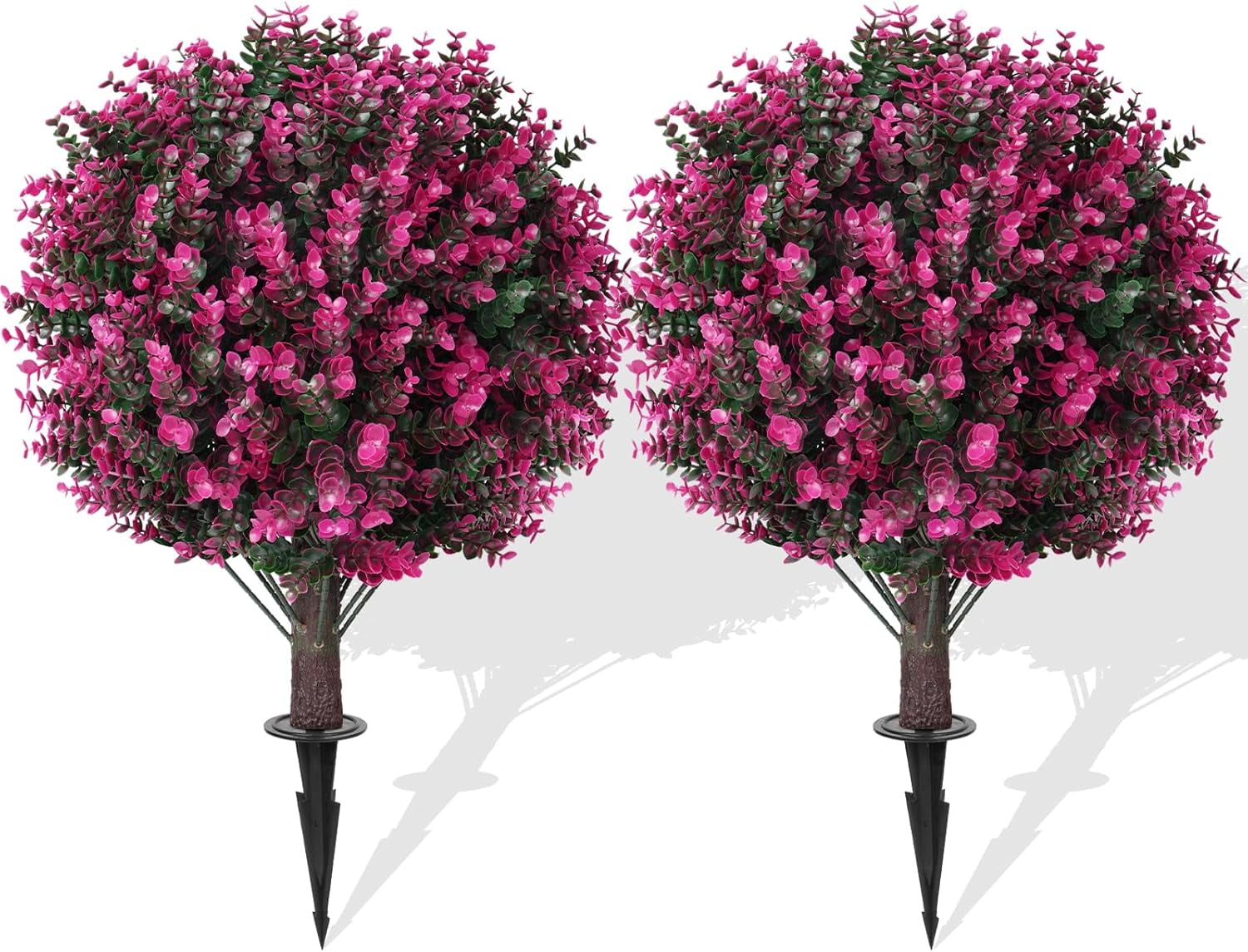 Artificial Pink Eucalyptus Topiary Ball Trees with Ground Spike, 2 Pack ...