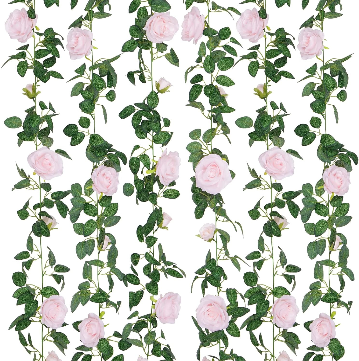 Artificial Pink Rose Garland, Fake Rose Vine Floral Garland, Pink Rose ...