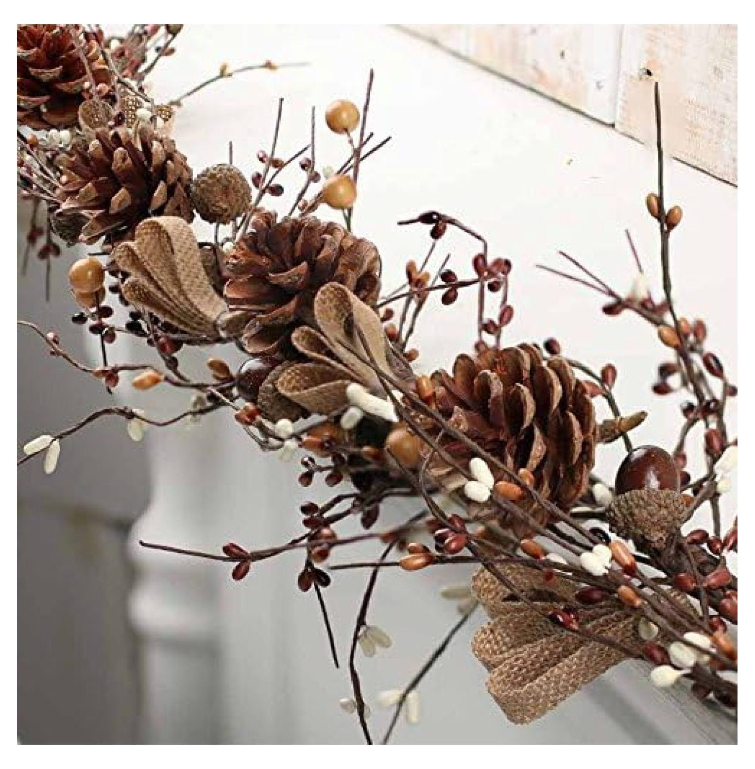 Artificial Pip Berry Pinecone with Faux Acorns and Burlap Bows – Fall ...