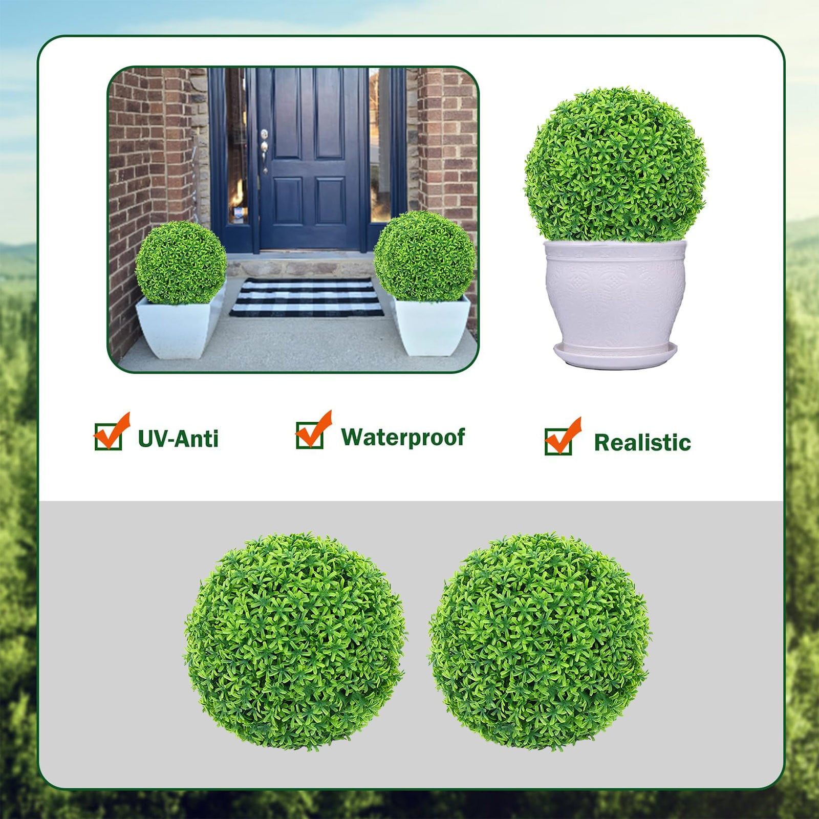 Artificial Plant Boxwood Topiary Balls UV Protected Faux Plants ...