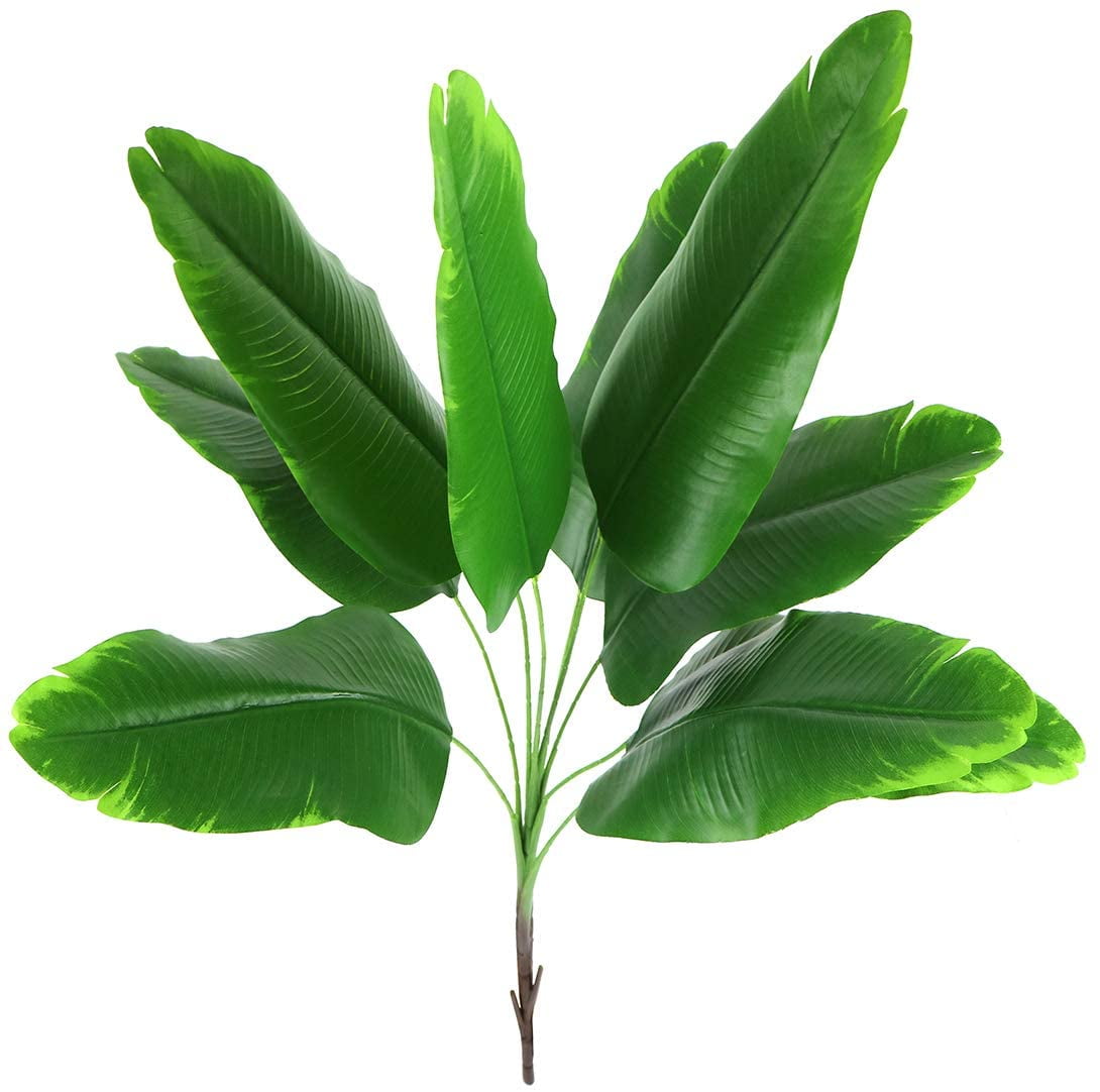 Artificial Plant Fake Banana Tree Leaves with Stems Faux Palm Tree ...